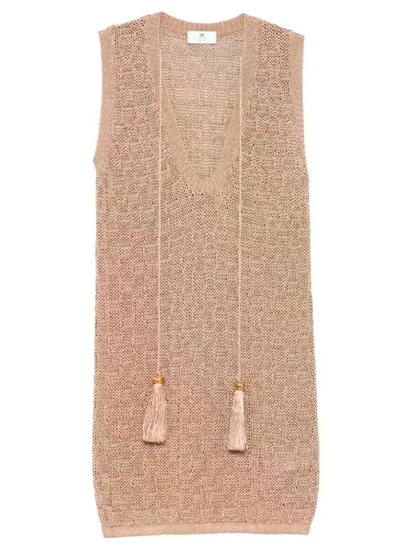Elisabetta Franchi V-neck Knit Mini Dress - Neutrals