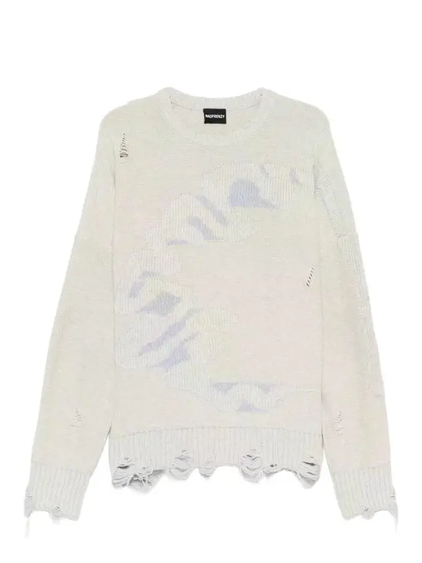 MADFRENZY Cortex Grunge Distressed Sweater - Neutrals
