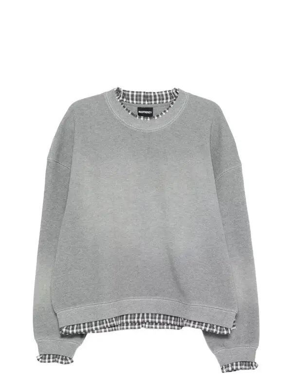 MADFRENZY Gingham Trim Sweatshirt - Grey