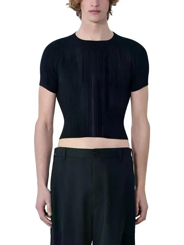 RIER Ribbed Cropped T-shirt - Black