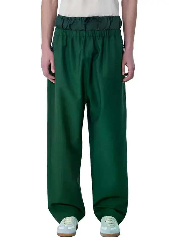 Lacoste Elasticated-waist Wide-leg Trousers - Green