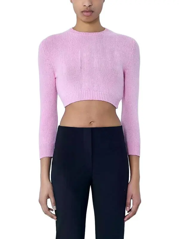 JIL SANDER Ribbed Cropped Sweater - Pink