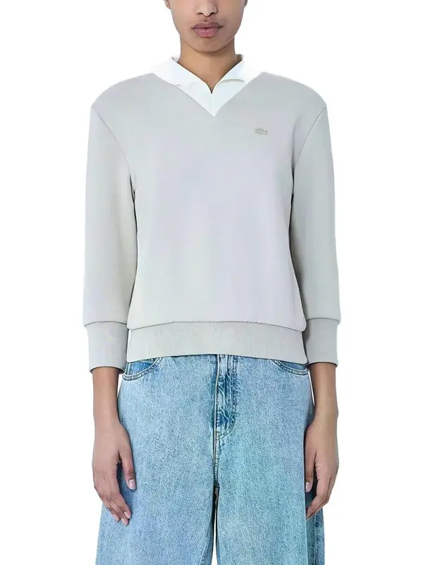 Lacoste V-neck Long Sleeve Sweater - Neutrals