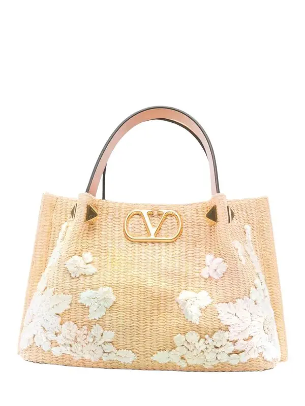Valentino Garavani Floral-appliqué Tote Bag - Neutrals