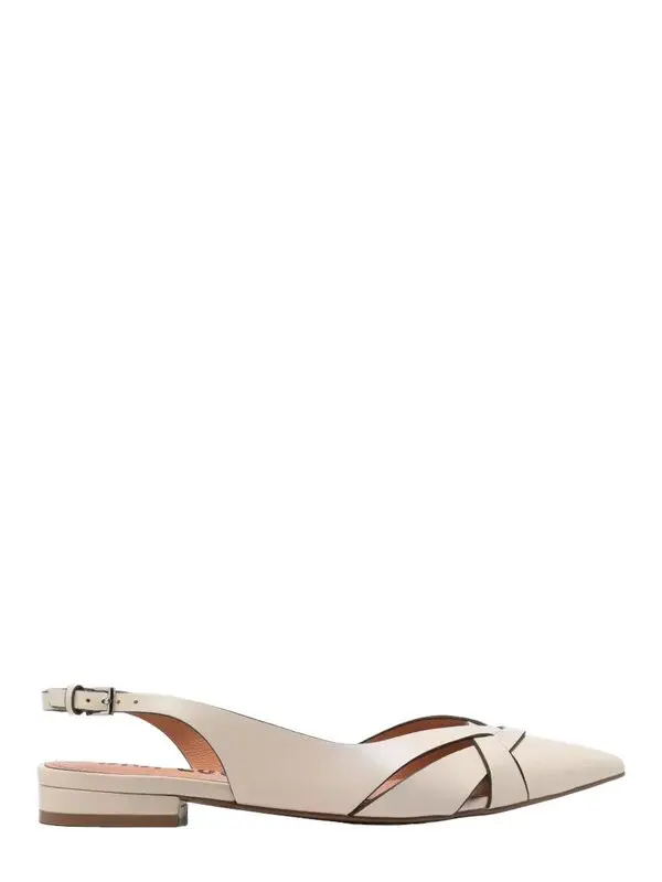 BIBI LOU Nolia Criss-cross Leather Flat Pumps - Neutrals