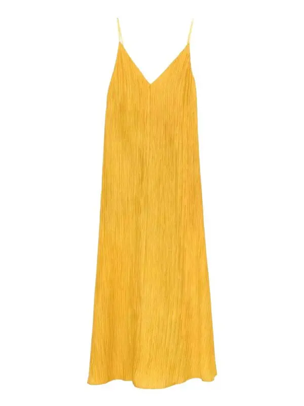 SOLOTRE V-neck Textured Dress - Yellow