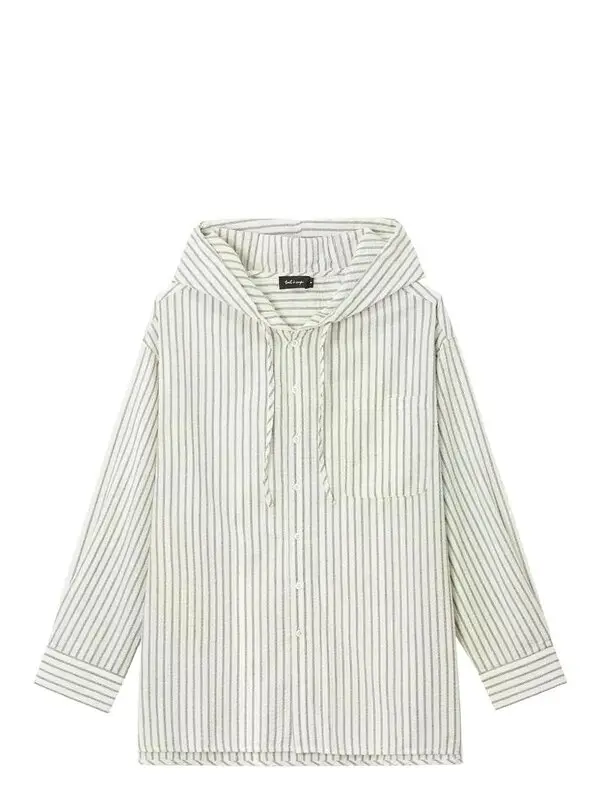 TOUT A COUP Striped Hooded Long-sleeve Shirt - Neutrals