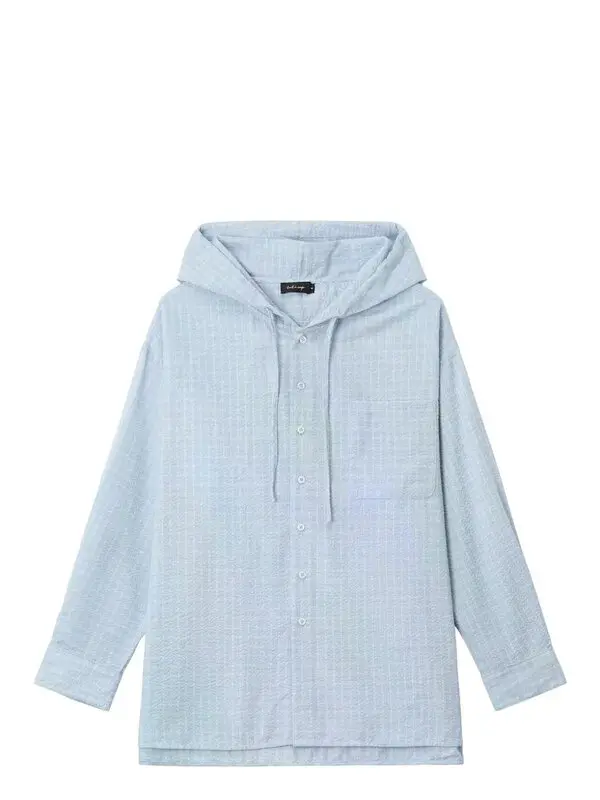 TOUT A COUP Hooded Long-sleeve Shirt - Blue
