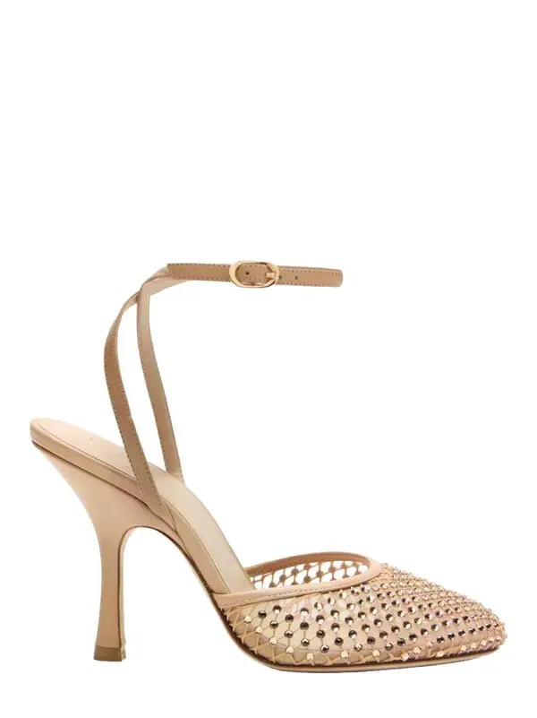 STUART WEITZMAN Crystal-embellished Ankle Strap Pumps - Neutrals
