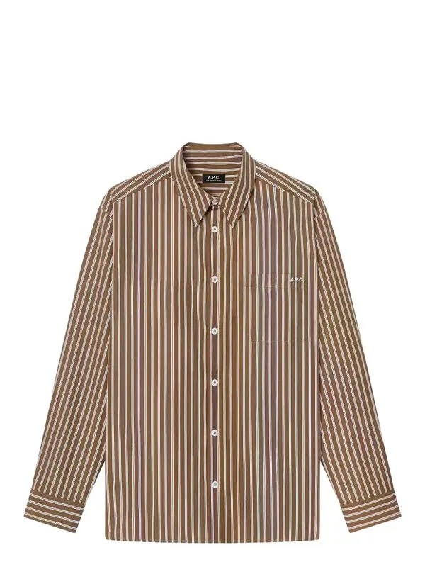 A.p.c. Striped Pocket Shirt - Brown