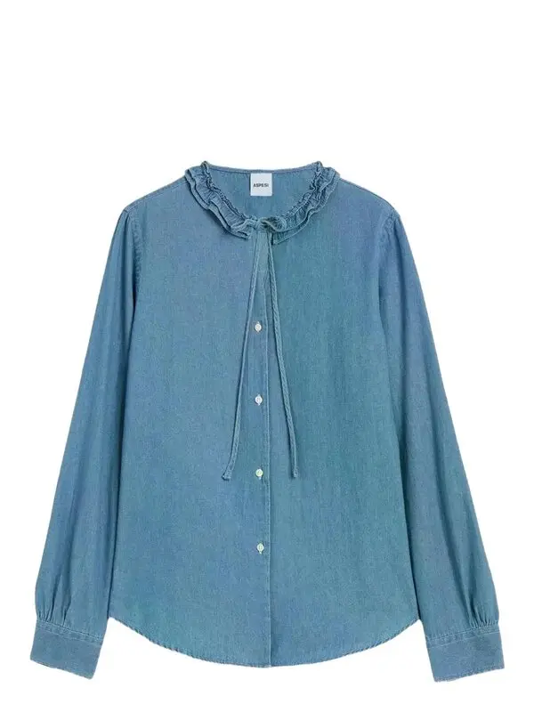 Aspesi Ruffled-collar Shirt - Blue