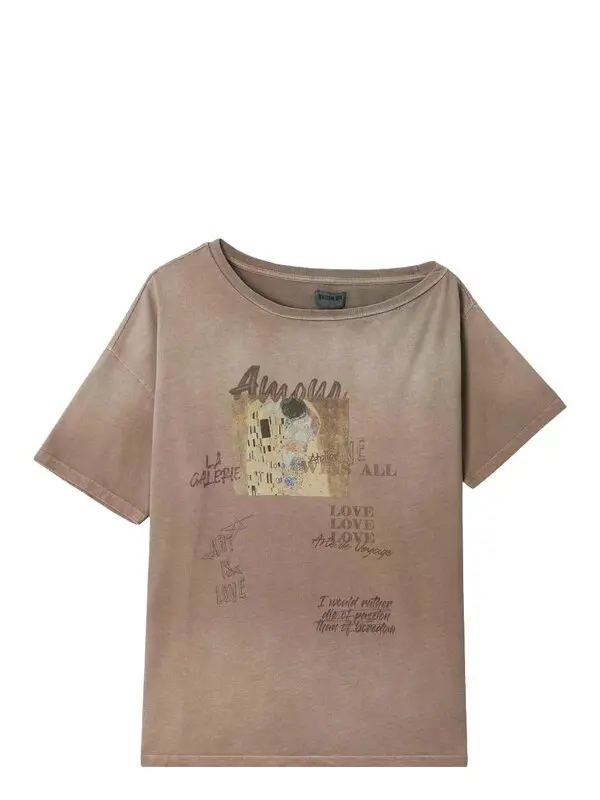 MUSIUM DIV. Printed Boat Neck T-shirt - Neutrals