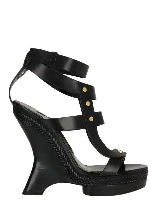 TOM FORD Platform Braided Leather Sandals - Black