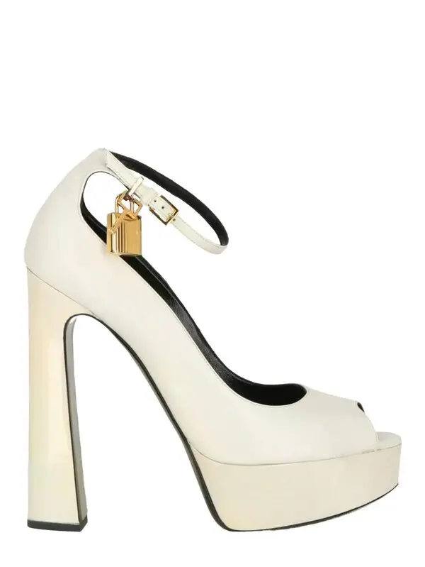 TOM FORD Platform Peep Toe Pumps With Ankle Strap - Neutrals