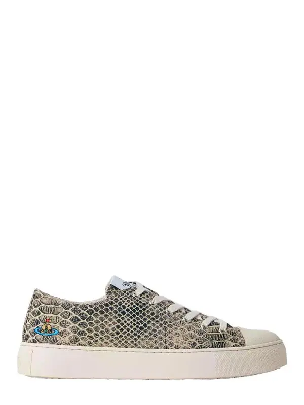 VIVIENNE WESTWOOD Plimsoll Snake-effect Low-top Sneakers - Neutrals