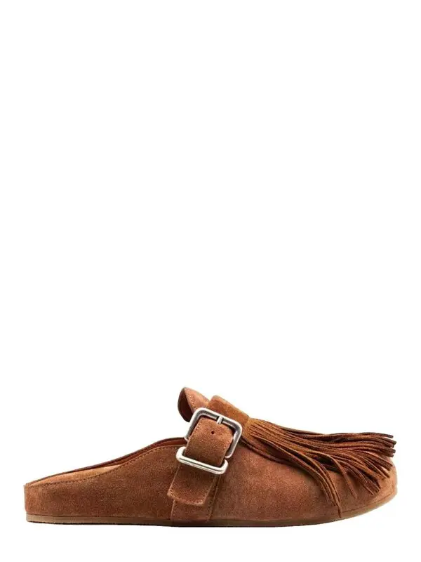 VIC MATIE Fringed Buckle Mules - Brown