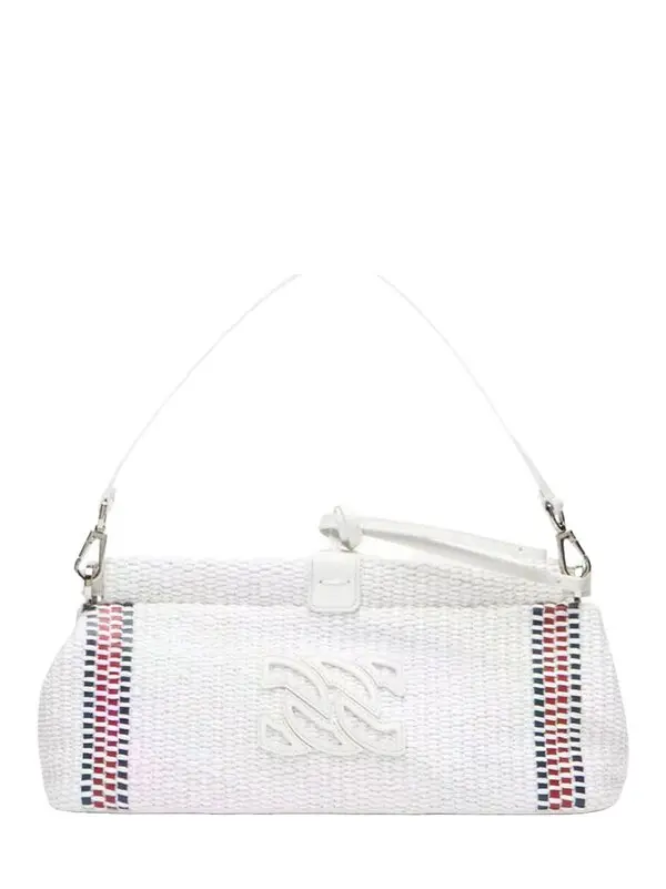 Casadei Amalfi Woven Raffia Shoulder Bag - White