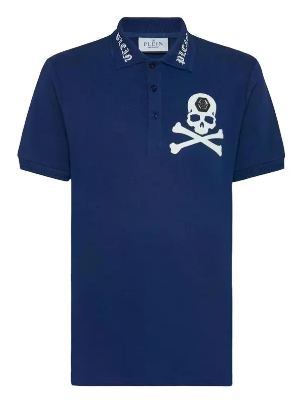 Philipp Plein Skull-motif Embroidered Polo Shirt - Blue