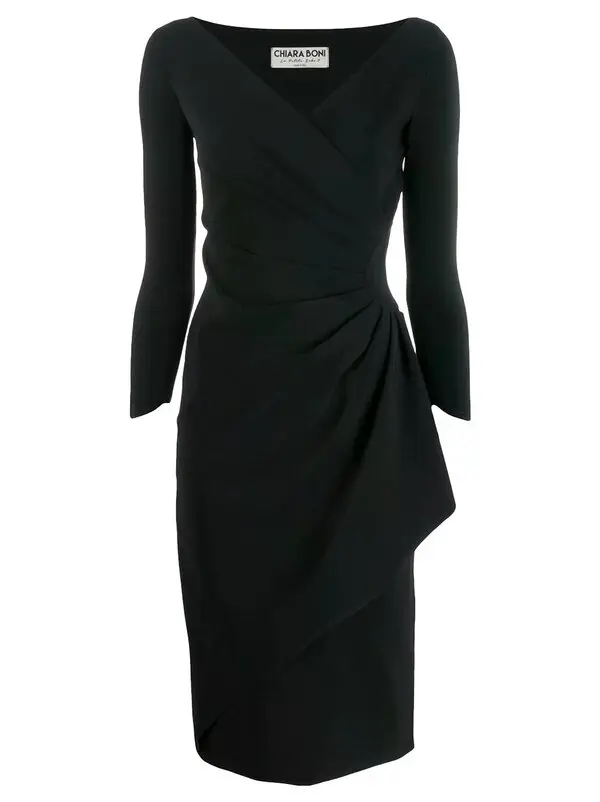 Chiara Boni La Petite Robe Ruched Midi Dress - Black