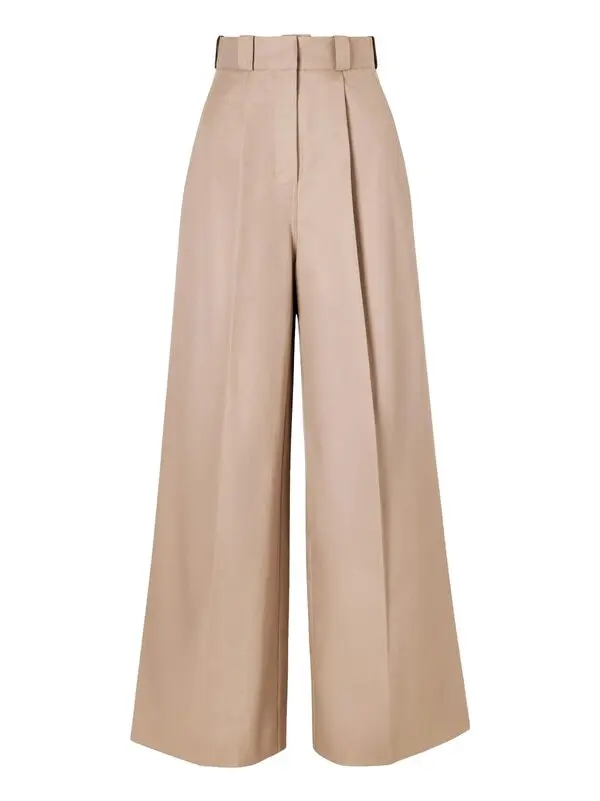 Balenciaga Pleated Wide-leg Cotton Pants - Neutrals
