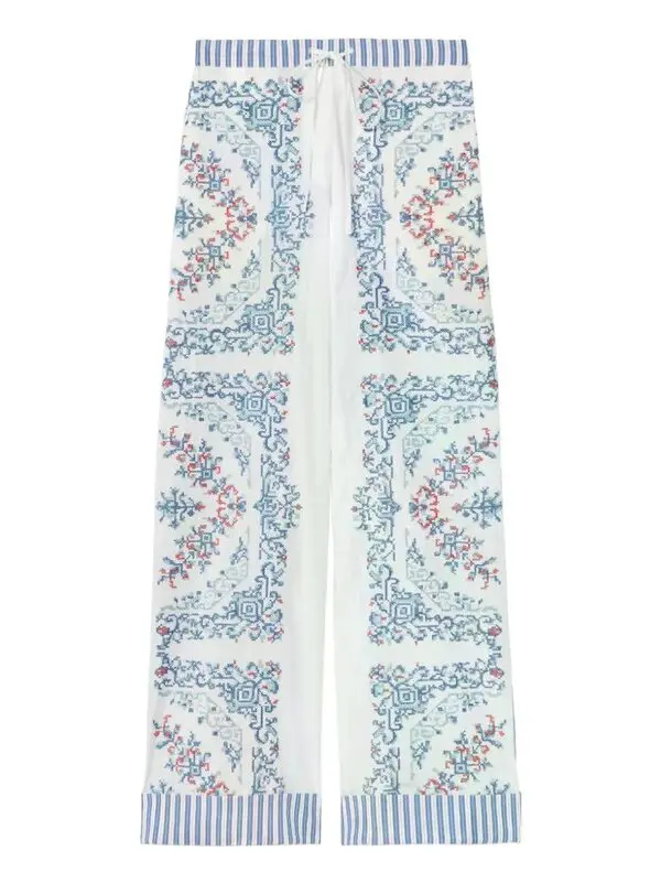 Claudie Pierlot Embroidered Palazzo Pants - White