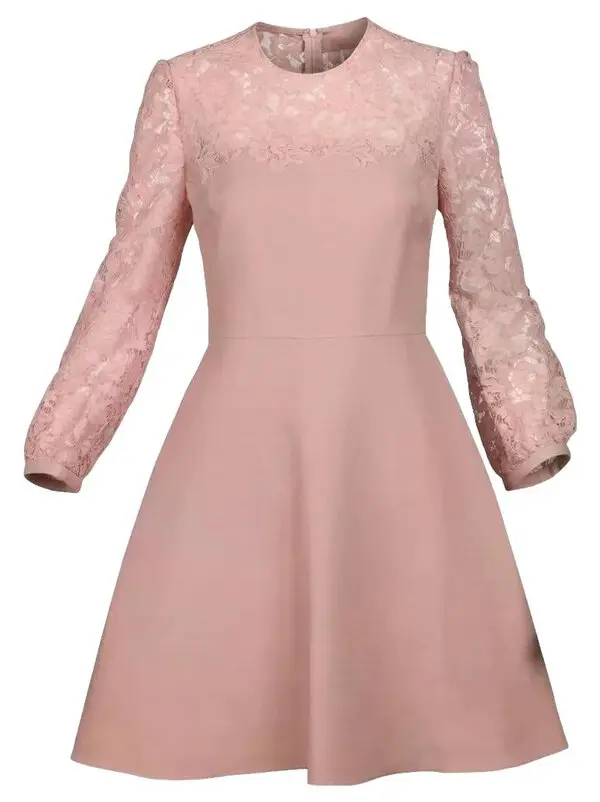 Valentino Garavani Lace-sleeve Mini Dress - Pink