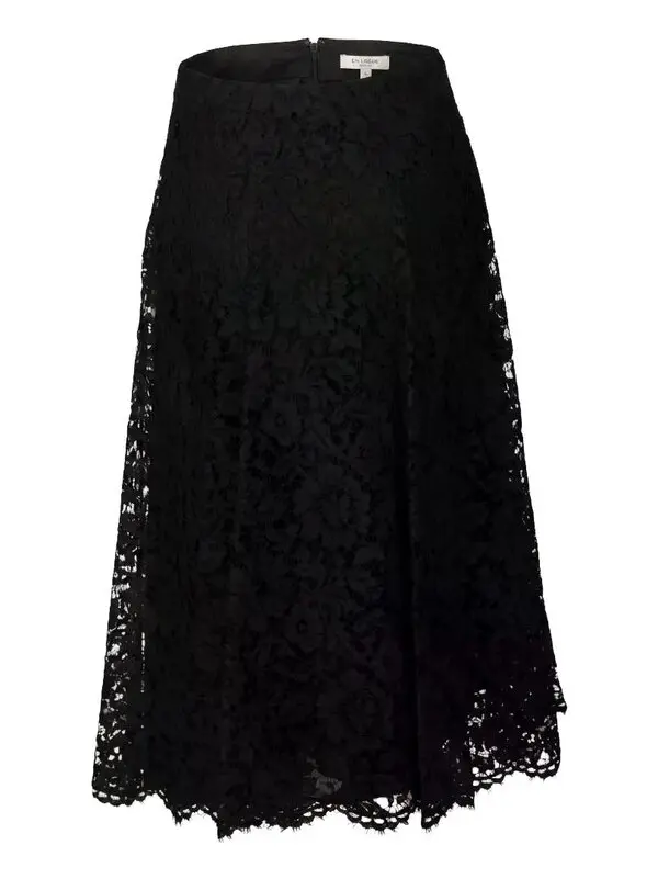 Valentino Garavani Floral Lace Midi Skirt - Black
