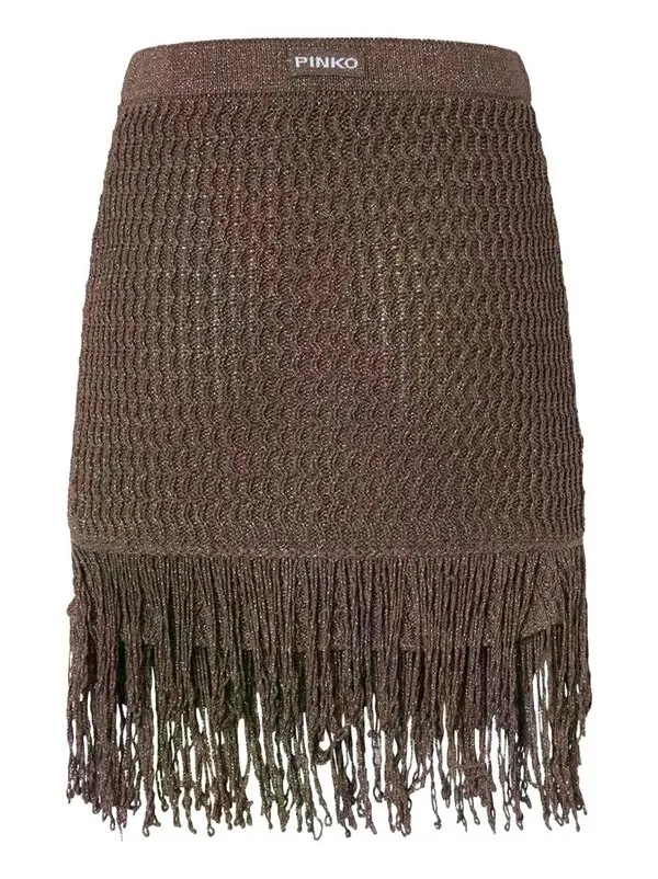 Pinko Fringe Hem Skirt - Brown