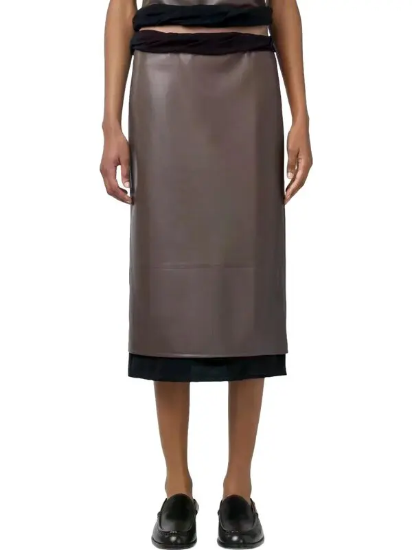 TOD'S Leather Midi Skirt - Brown