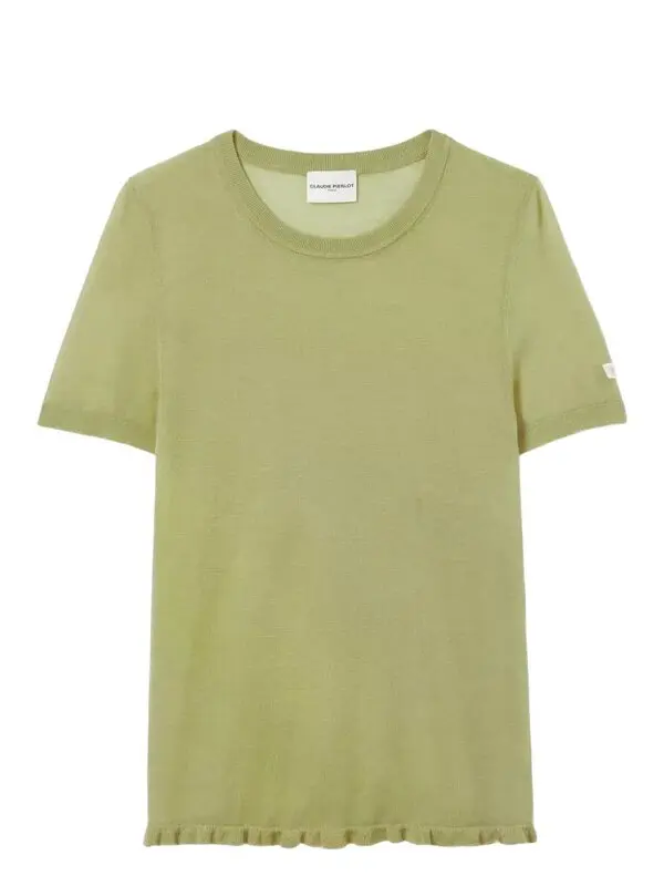 Claudie Pierlot Ruffled-hem Short-sleeve T-shirt - Green