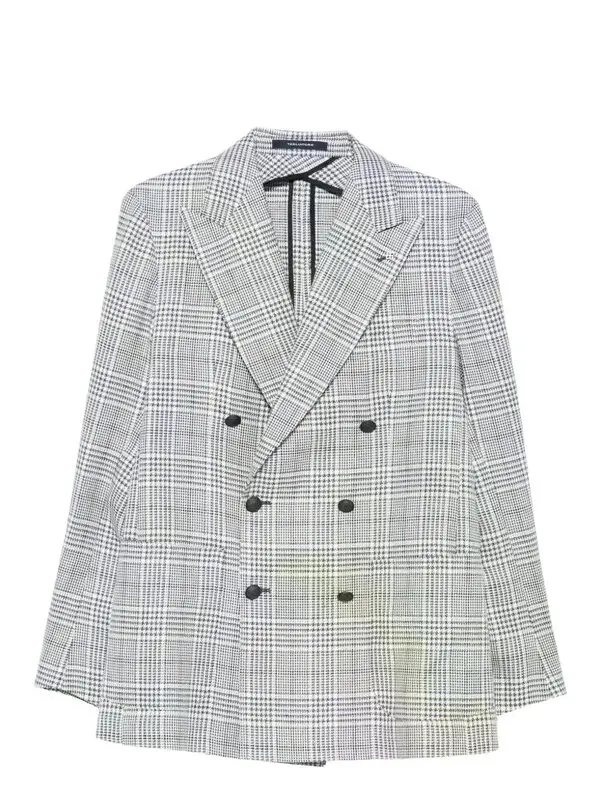 Tagliatore Double-breasted Plaid Blazer - Blue