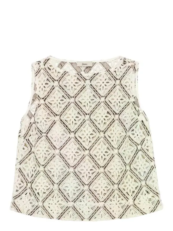 Herno Geometric Crochet Top - Neutrals