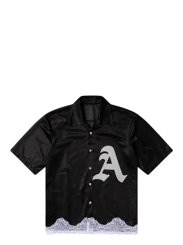 Aries Logo-detail Shirt With Lace Trim - Black