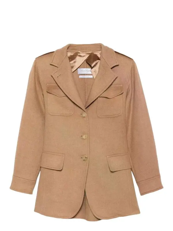 Max Mara Button-fastening Jacket With Flap Pockets - Neutrals