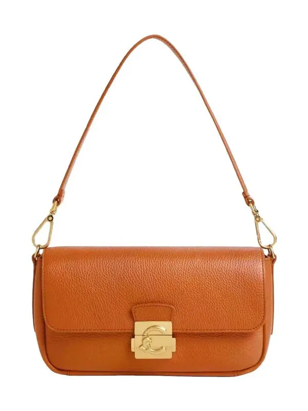 COCCINELLE Medium C-me Lock Pebbled Leather Shoulder Bag - Neutrals