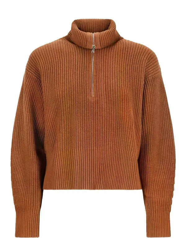 Max Mara Zip-up Roll-neck Jumper - Brown