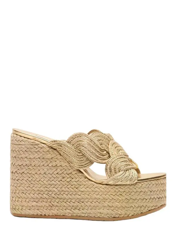 Casadei Thaiti Woven Wedge Sandals - Gold