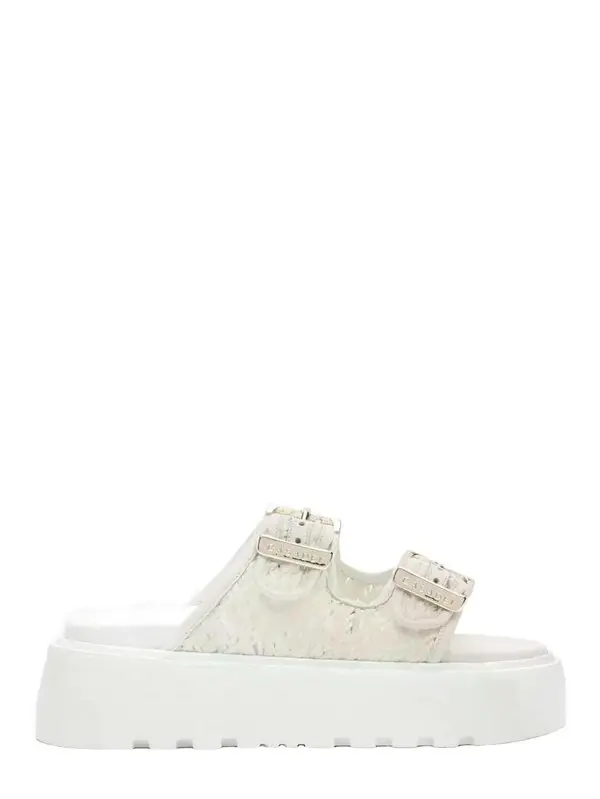 Casadei Birkis Woven Buckle Slides - White