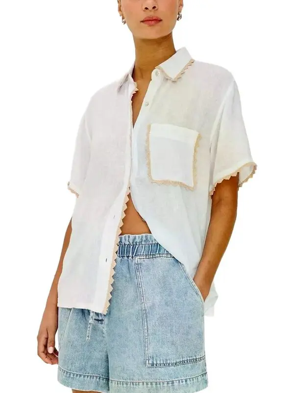 Rails Saya Lace-trim Shirt - White