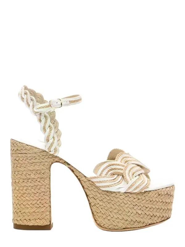 Casadei Thaiti Platform Woven Sandals - White