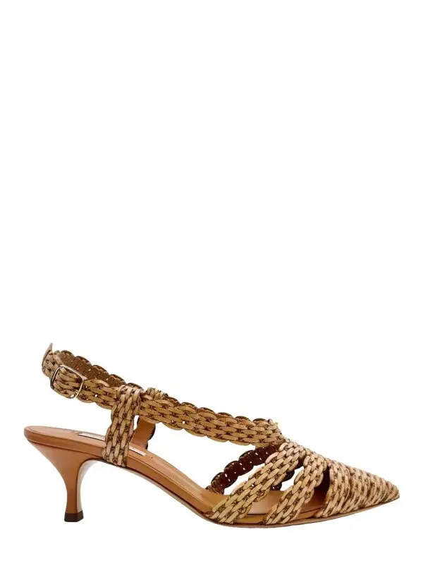 Casadei Julia Avenida Woven Slingback Sandals - Neutrals