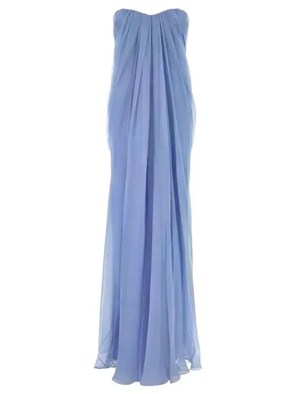 Alexander McQueen Draped Bustier Maxi Dress - Blue