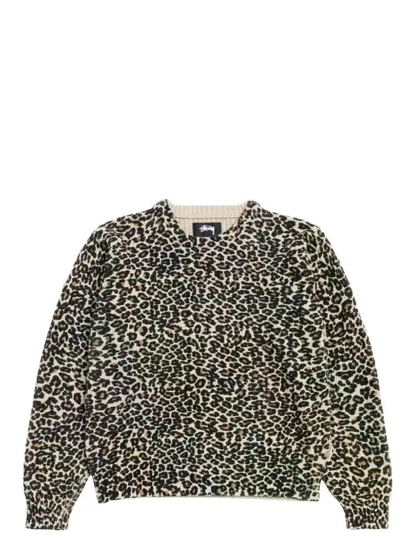 StÜssy Leopard Crewneck T-shirt - Neutrals