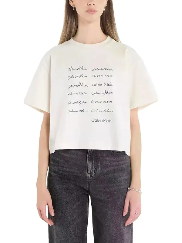 Calvin Klein Logo Crop Top - Neutrals
