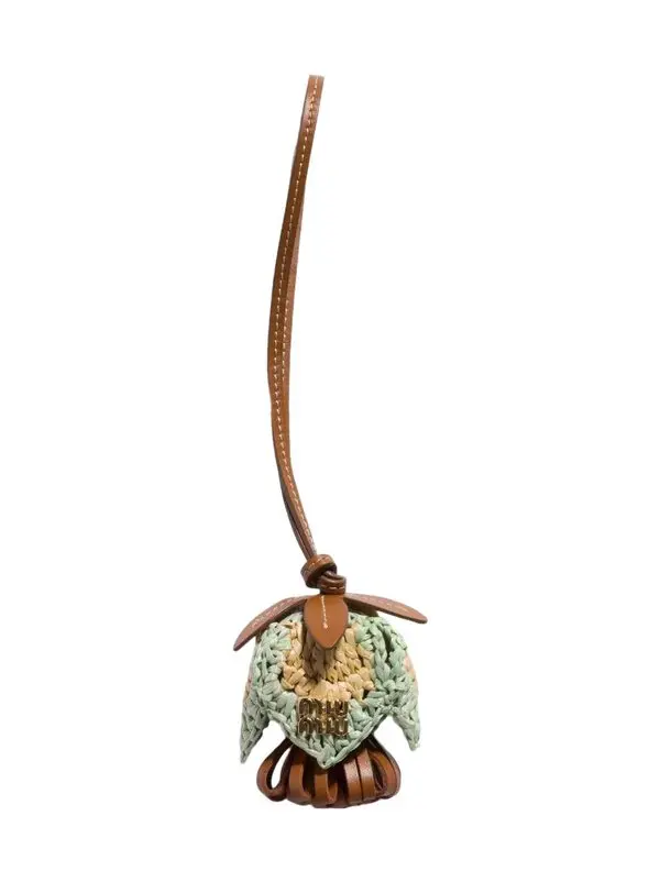 Miu Miu Leather And Raffia-effect Yarn Trick - Brown