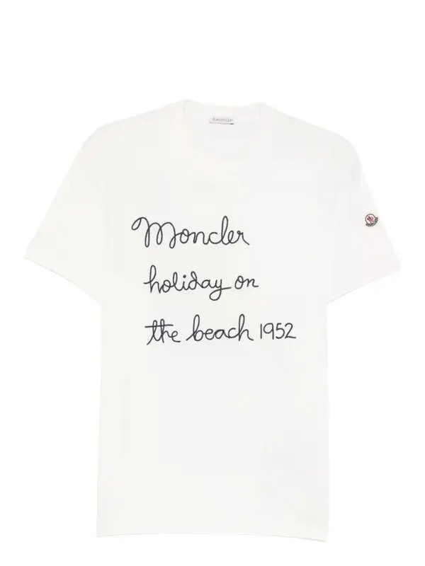 Moncler Logo-embroidered T-shirt - Neutrals