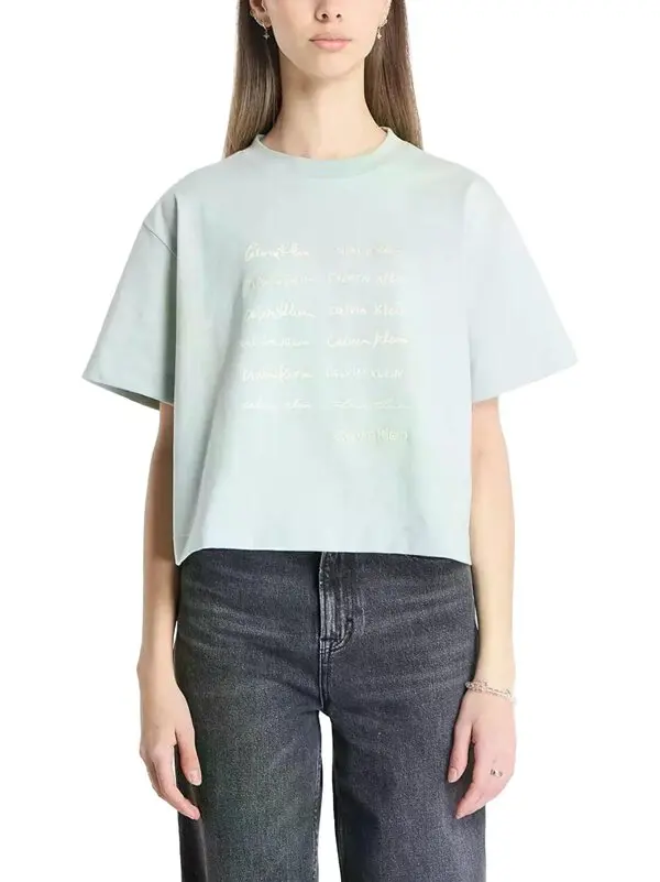 Calvin Klein Cropped Boxy T-shirt - Green