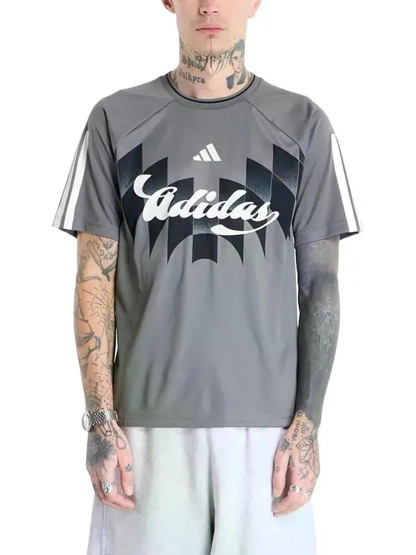 Adidas Striped Logo T-shirt - Grey