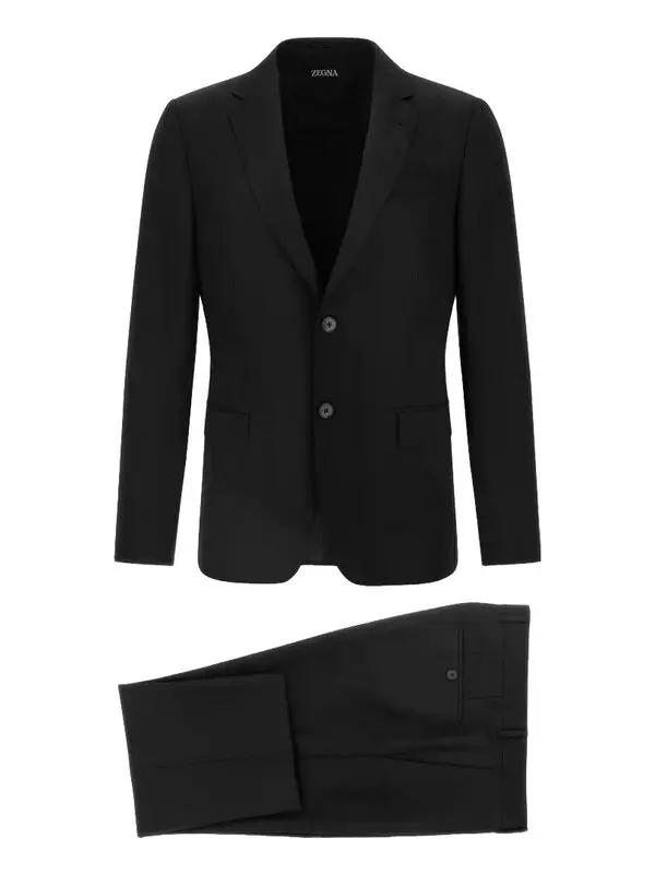 Zegna Mirror Lapels Pleated Wool Dress - Black