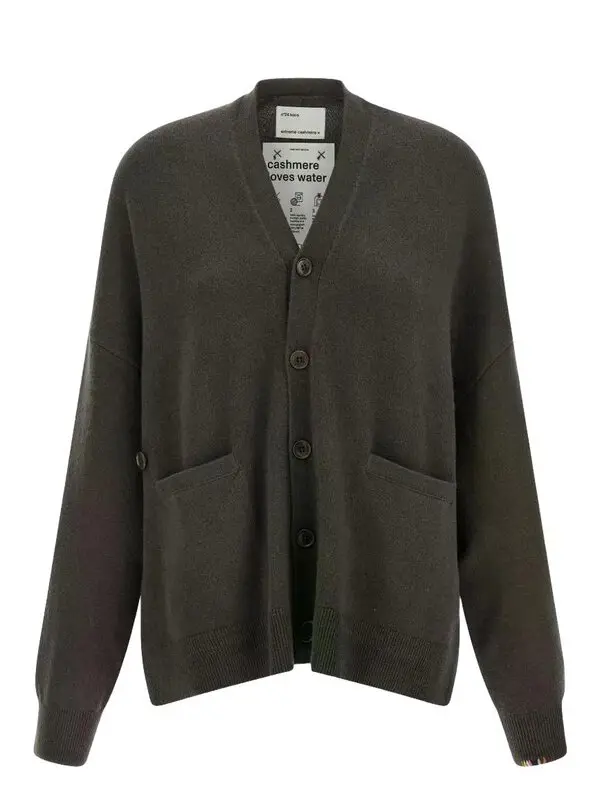 EXTREME CASHMERE X V-neck Cardigan With Side Slits - Brown